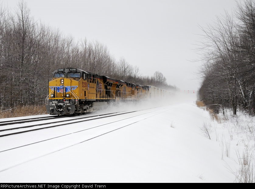 UP 5250 leads Westbound CSX Q091 at MP 125